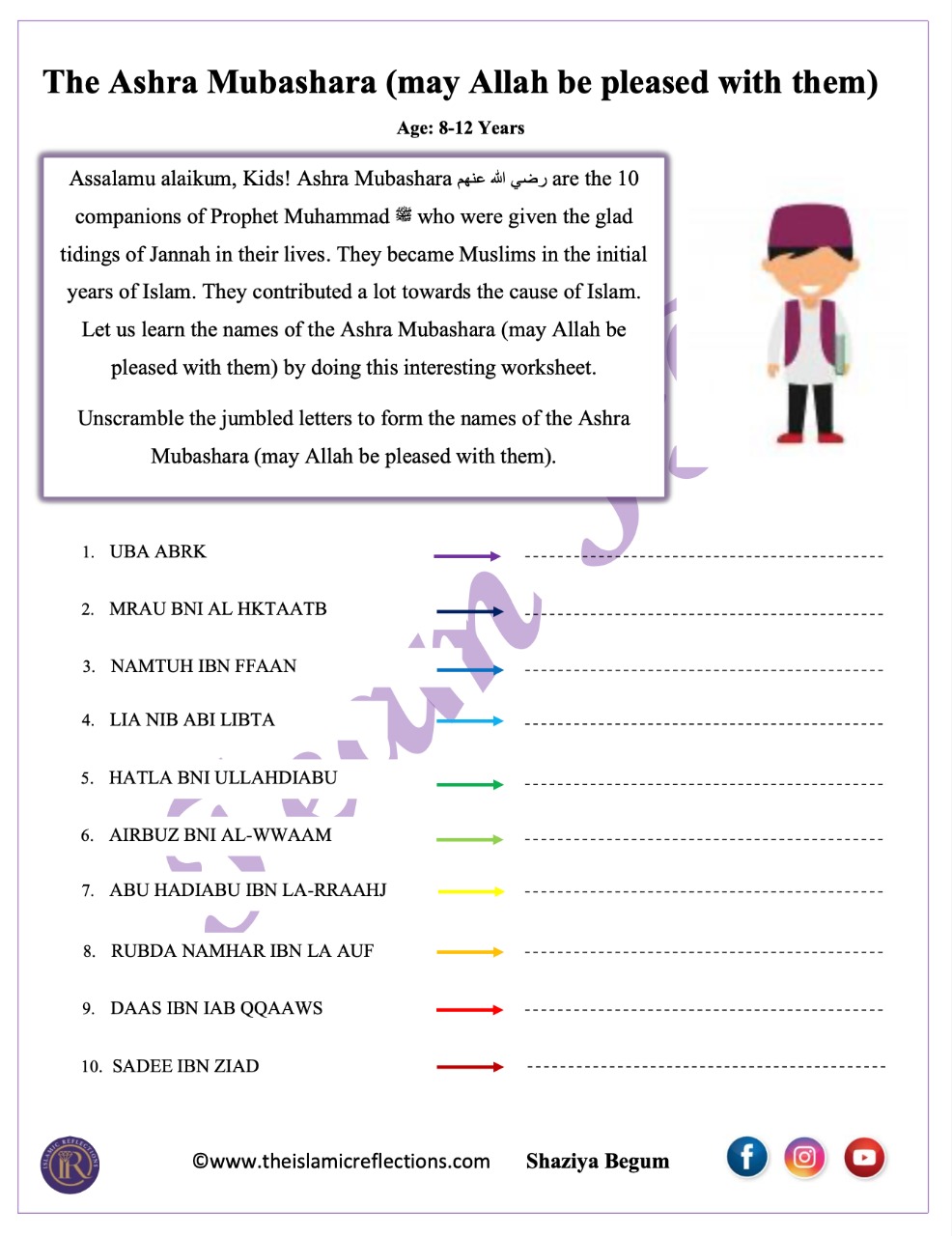 Worksheets Age (8-12) Archives - Islamic Reflections